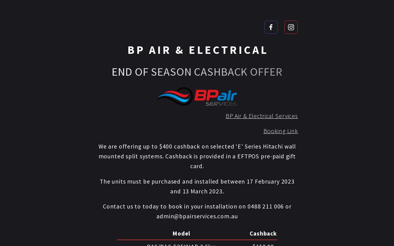 BP Air End of Season Promotion